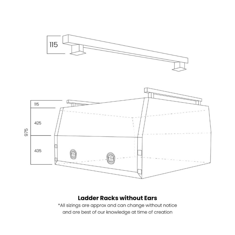 Ladder Racks Sizing & Dimensions - Titanium Trailers & Accessories
